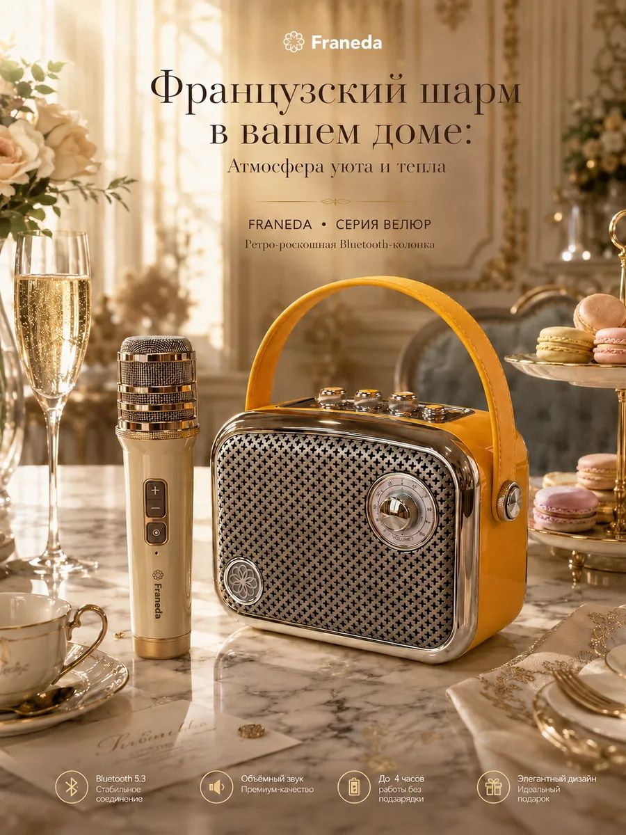 Колонка караоке с 1 микрофонами/40 Вт с защитой IPX5/портативная колонка/Franeda FD-D20Y