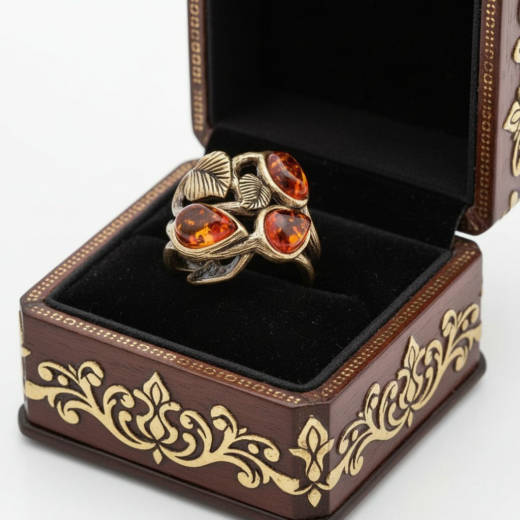 Кольцо, янтарь