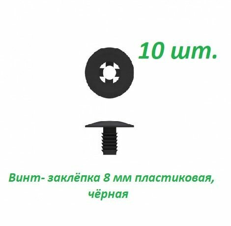 Заклепка пластиковая QUICK LOCK 8 мм. черная, 10 шт.