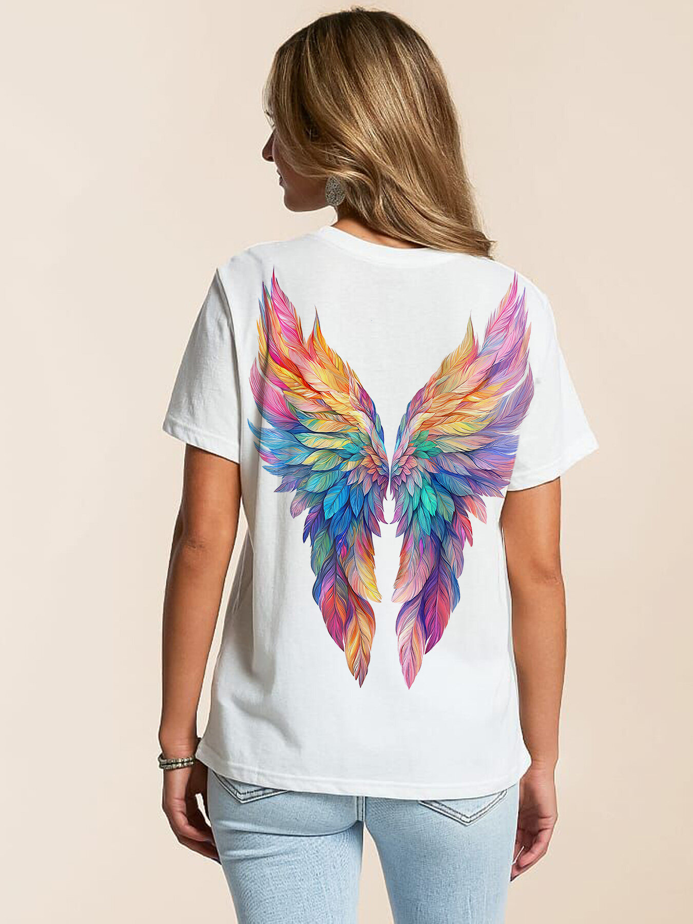 Футболка светящаяся с принтом Крылья Ангела