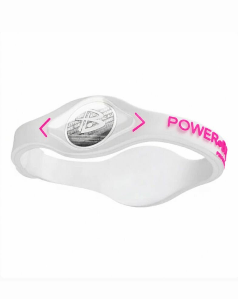 Энергетический браслет Power Balance с турмалином, Белый с Сиреневой надписью, размер L (длина) 21 см.