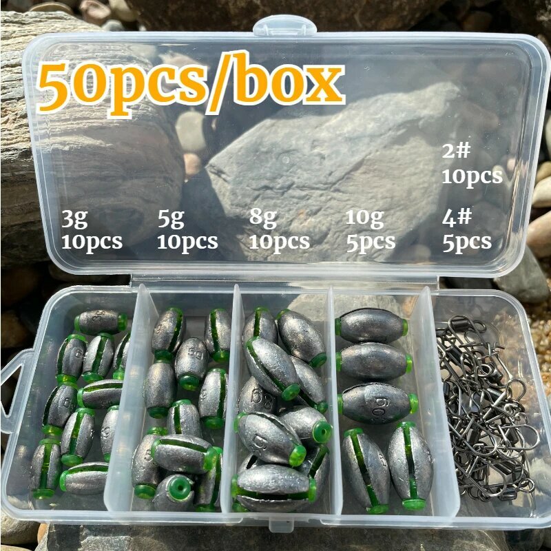 50 шт. с пластиковым сердечником, оливковое свинцовое грузило и разъем для рыболовных принадлежностей для ловли карпа, грузила для ловли карпа