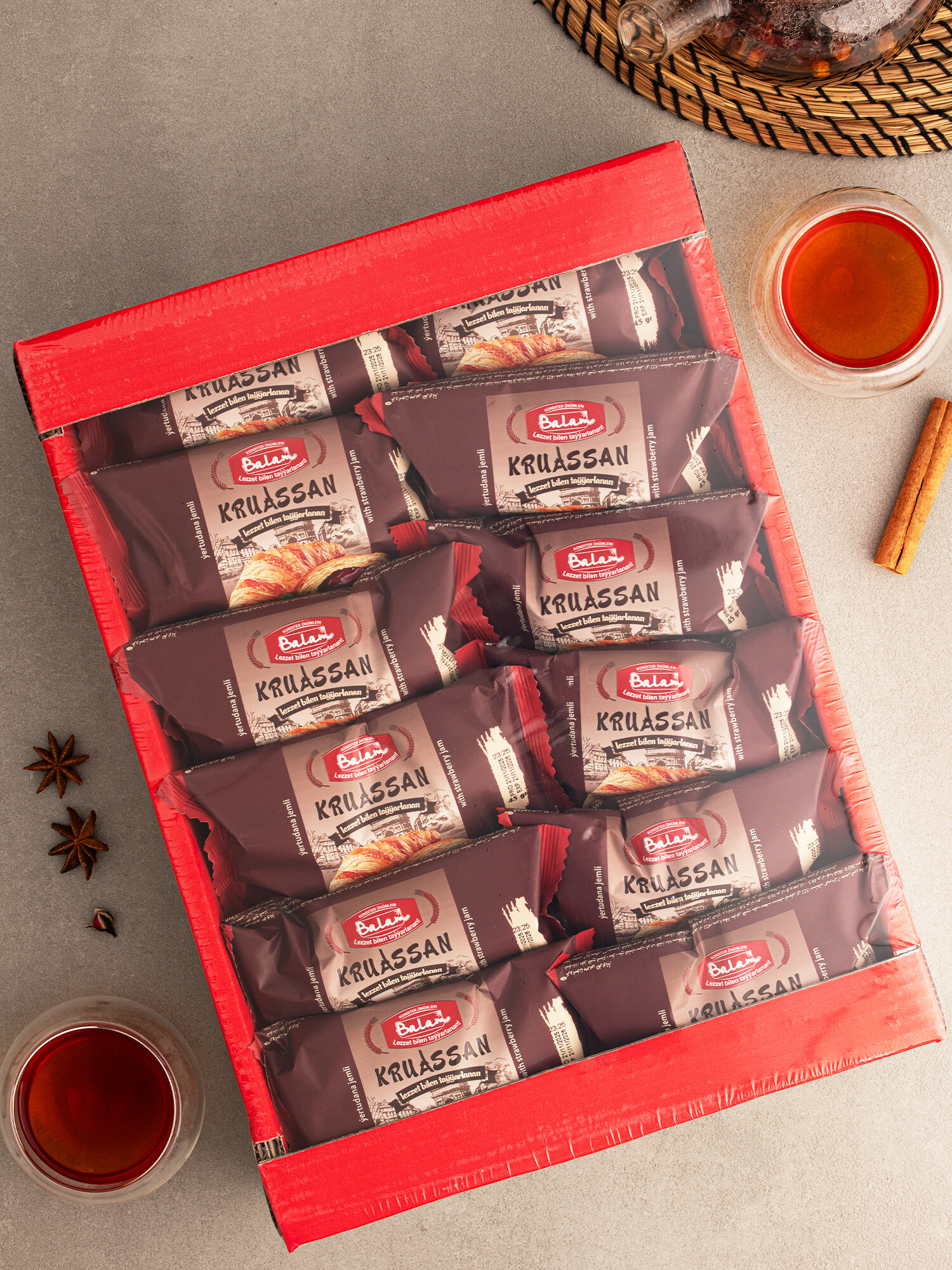 Круассаны в индивидуальной упаковке с абрикосовым джемом 45 гр 24 шт