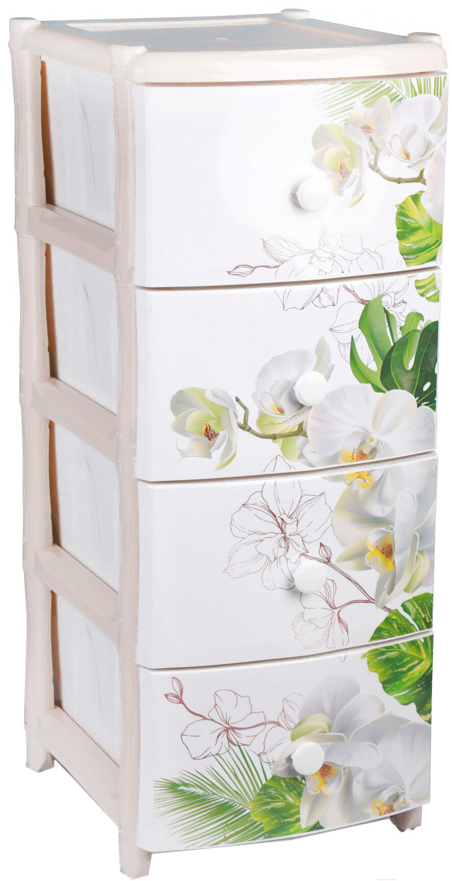 Комод для вещей пластиковый "Орхидея" 4 секции