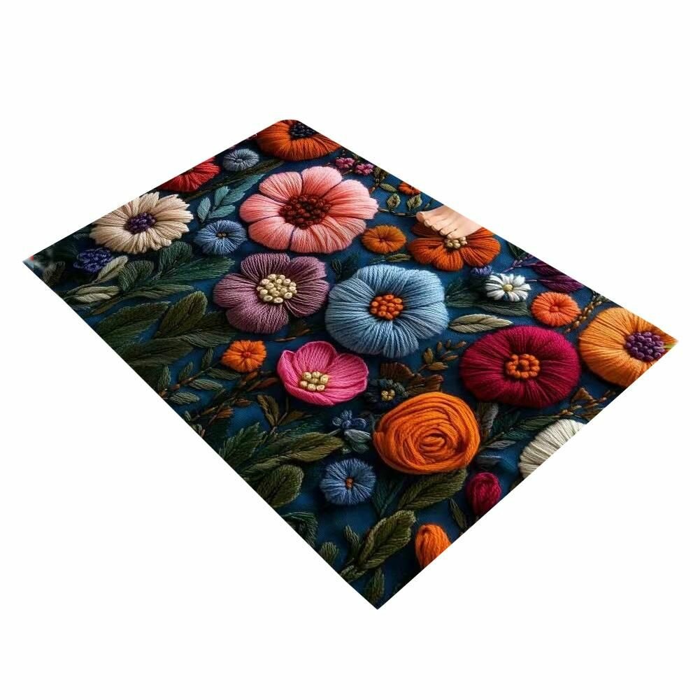 Нескользящий ковер для помещений с цветочным принтом,60x40cm
