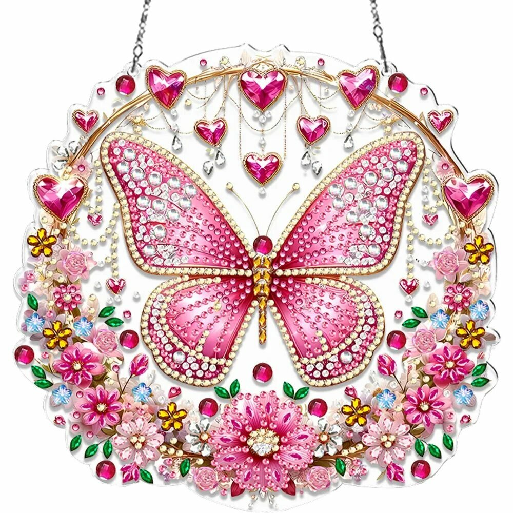 Декоративная подвеска с алмазной росписью в форме бабочки из акрила 195x190 мм