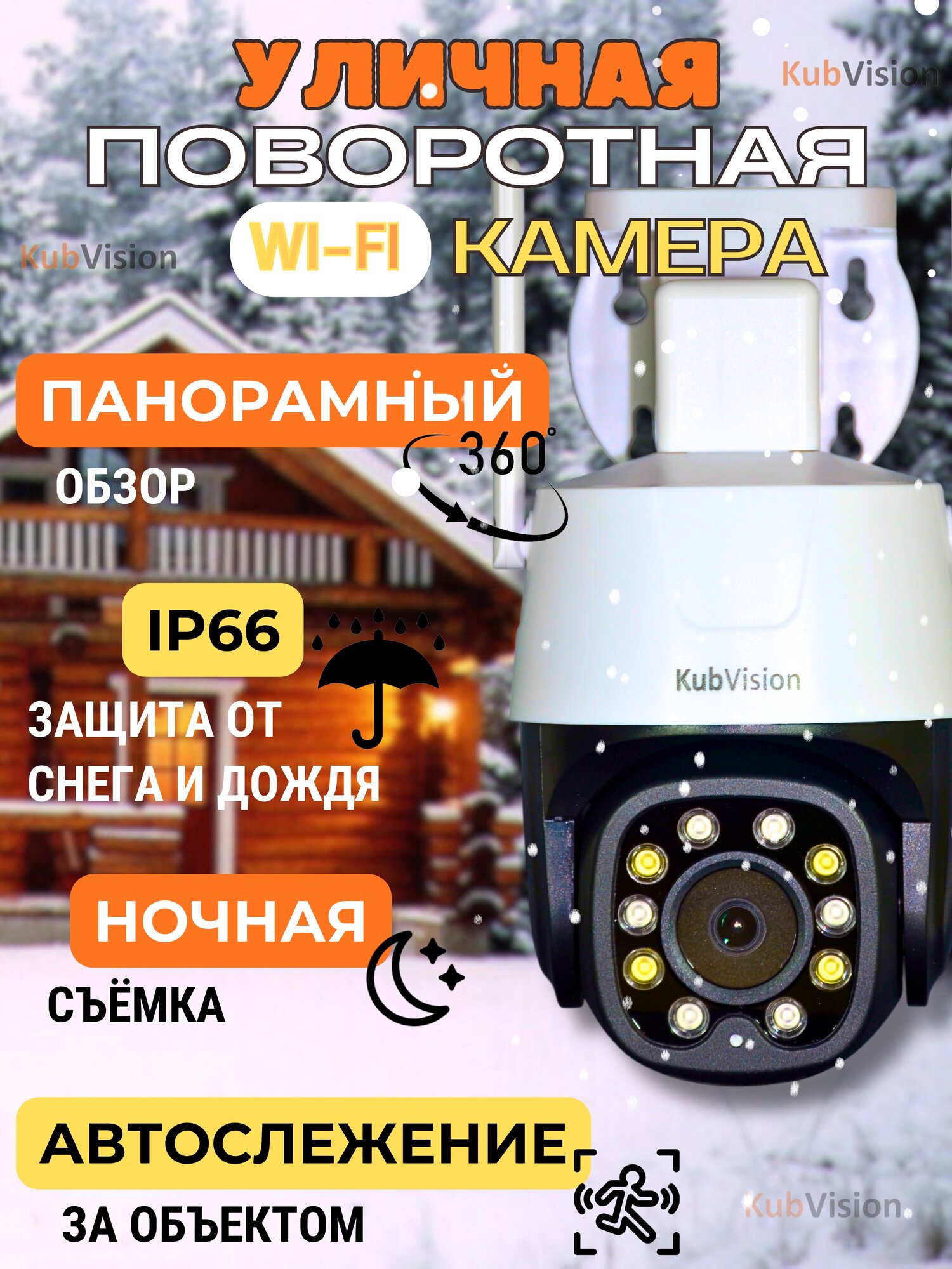 Уличная IP wi-fi камера видеонаблюдения с картой памяти поворотная беспроводная для дома для улицы ночного видения 360 вай фай 2 мп
