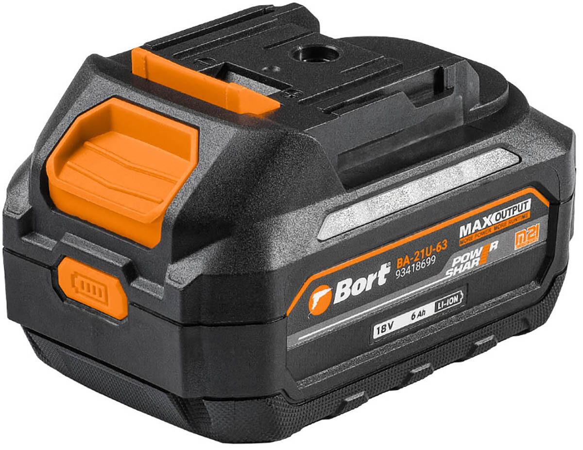 Аккумулятор Bort BA-21U-63 черный, 18В, Li Ion 6Ач, Индикатор заряда