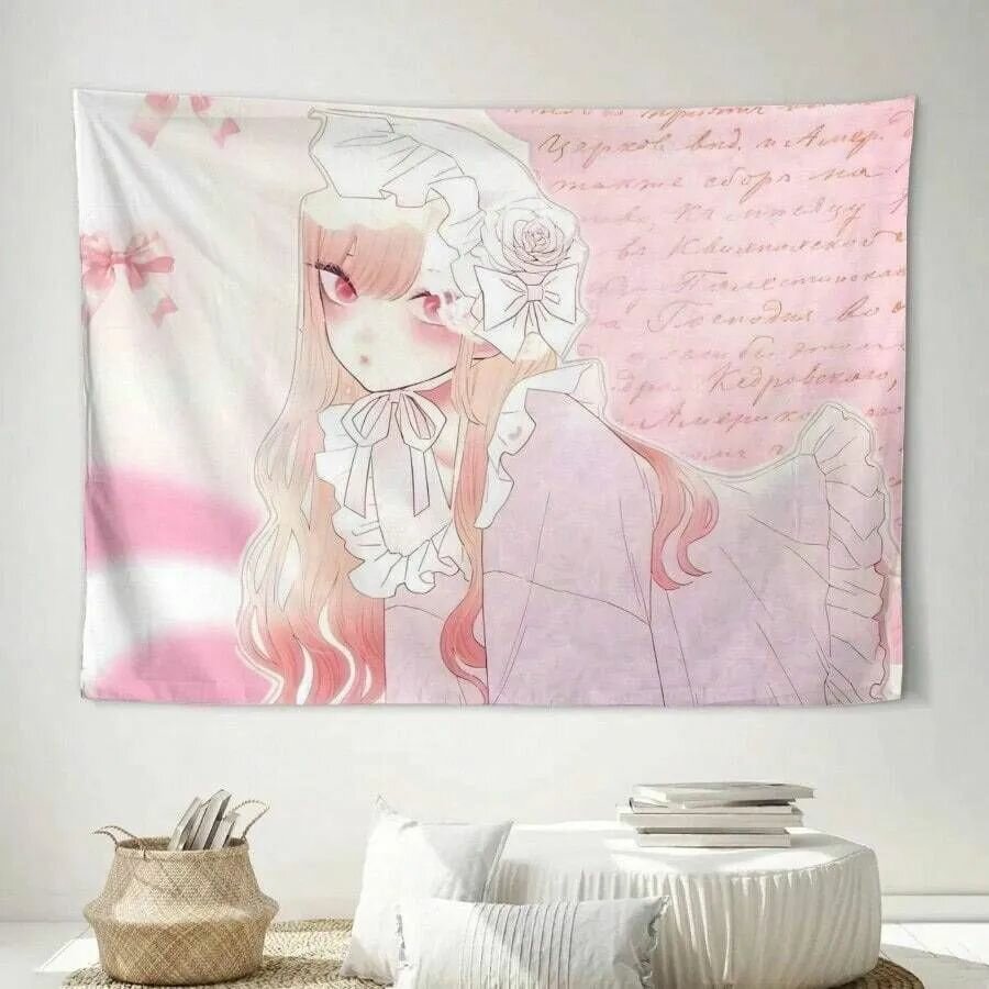 Гобелен "аниме Марин Китагава пастель розовый", 150х100 см, 11x11