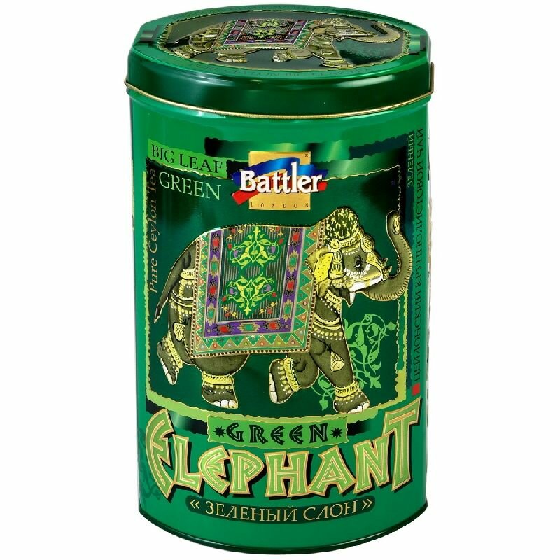 Чай BATTLER ELEPHANT GREEN ОРА Крупнолистовой цейлонский зеленый "зеленый слон" /жесть/ 200г