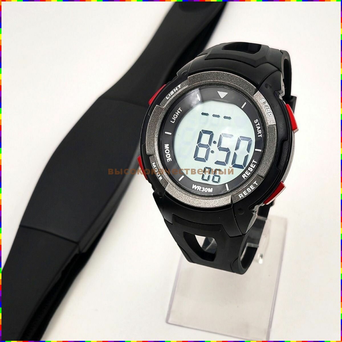 Нагрудный пульсометр для фитнеса с наручным дисплеем