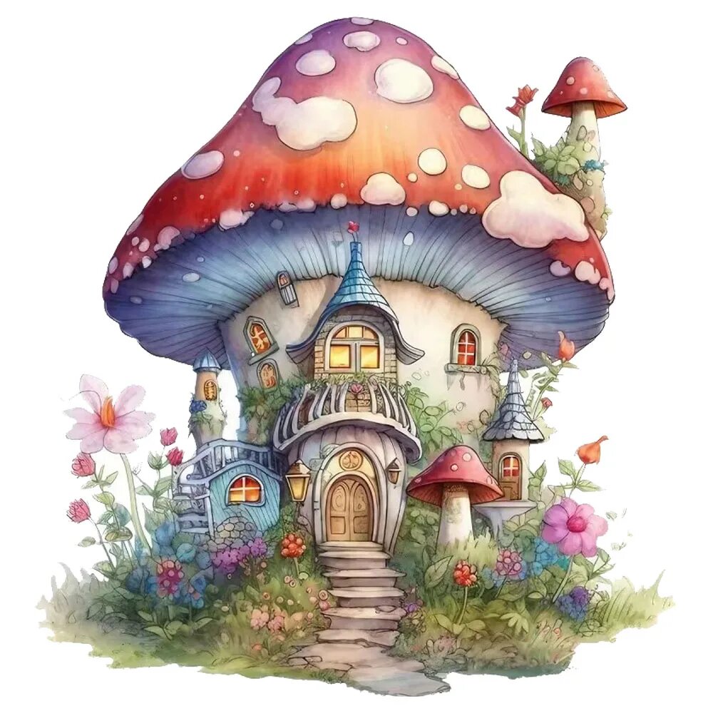 Наклейка на стену «Грибной домик», съемная виниловая наклейка на стену, наклейка на крышку унитаза, декор для ванной комнаты