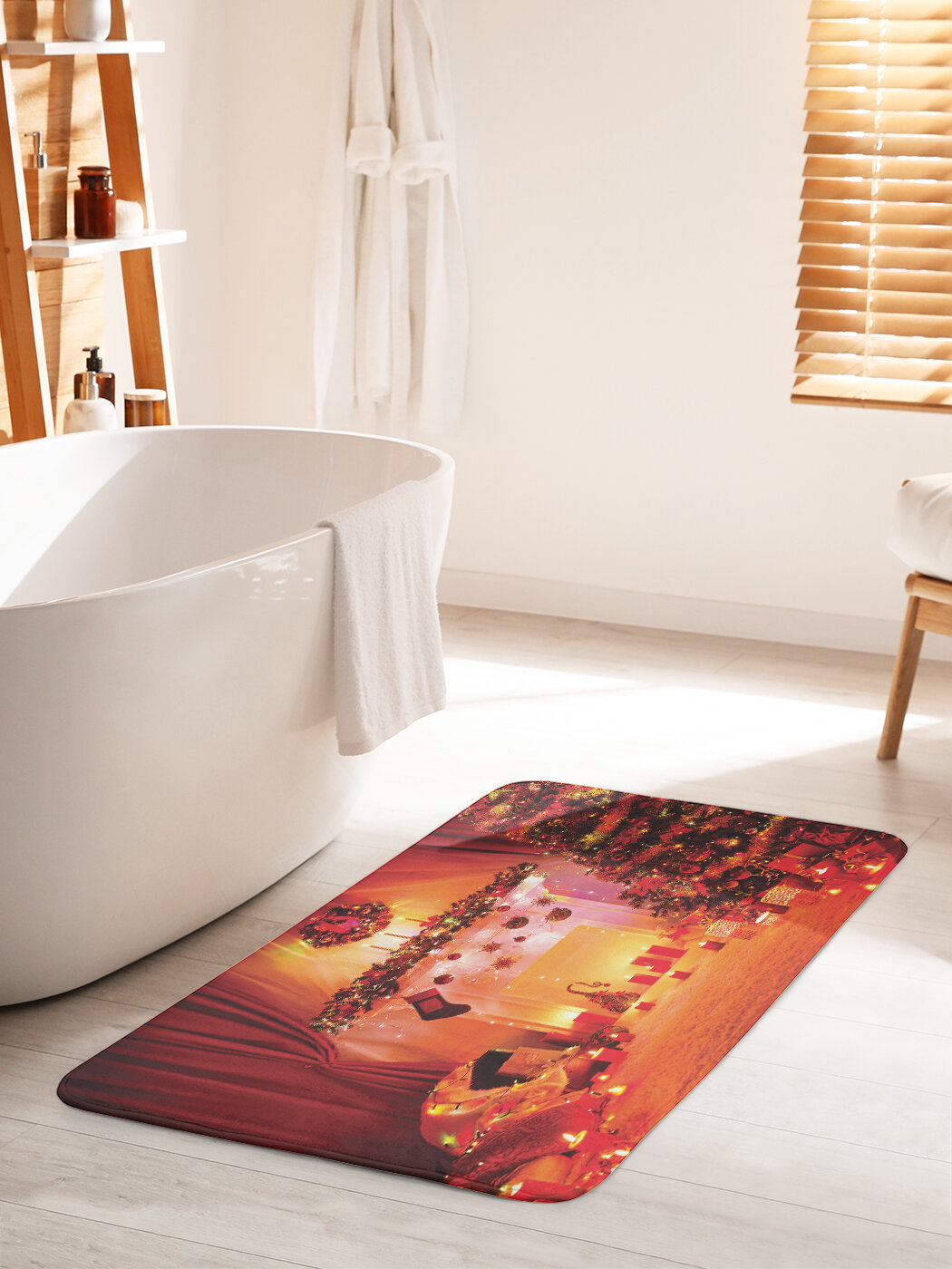 Коврик для ванной комнаты и туалета противоскользящий "Перед праздником" 60х100 см, JoyArty, серия Новый год