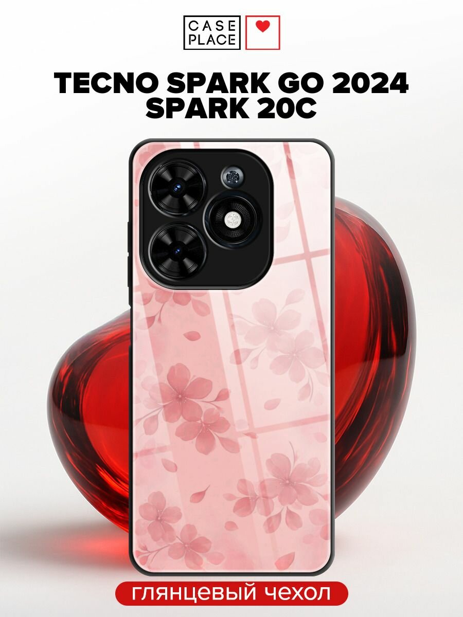 Чехол на Tecno Spark Go 2024/Spark 20C / Текно Спарк Го 2024/Спарк 20С с принтом "Нежные розовые лепестки"