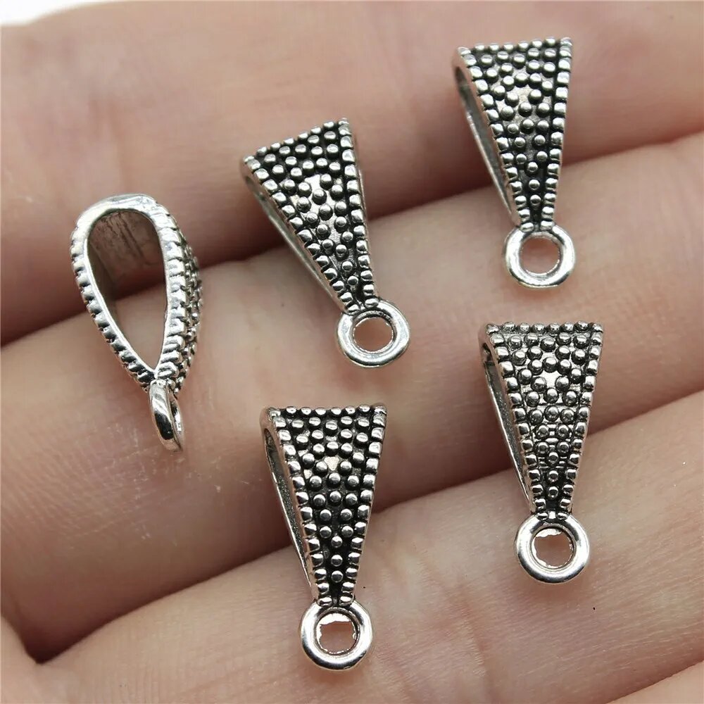 Серебряные треугольные бусины-подвески 20шт 15x7x6mm
