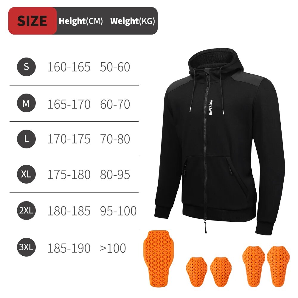 Мужская мотоциклетная толстовка WOSAWE M, Black set B