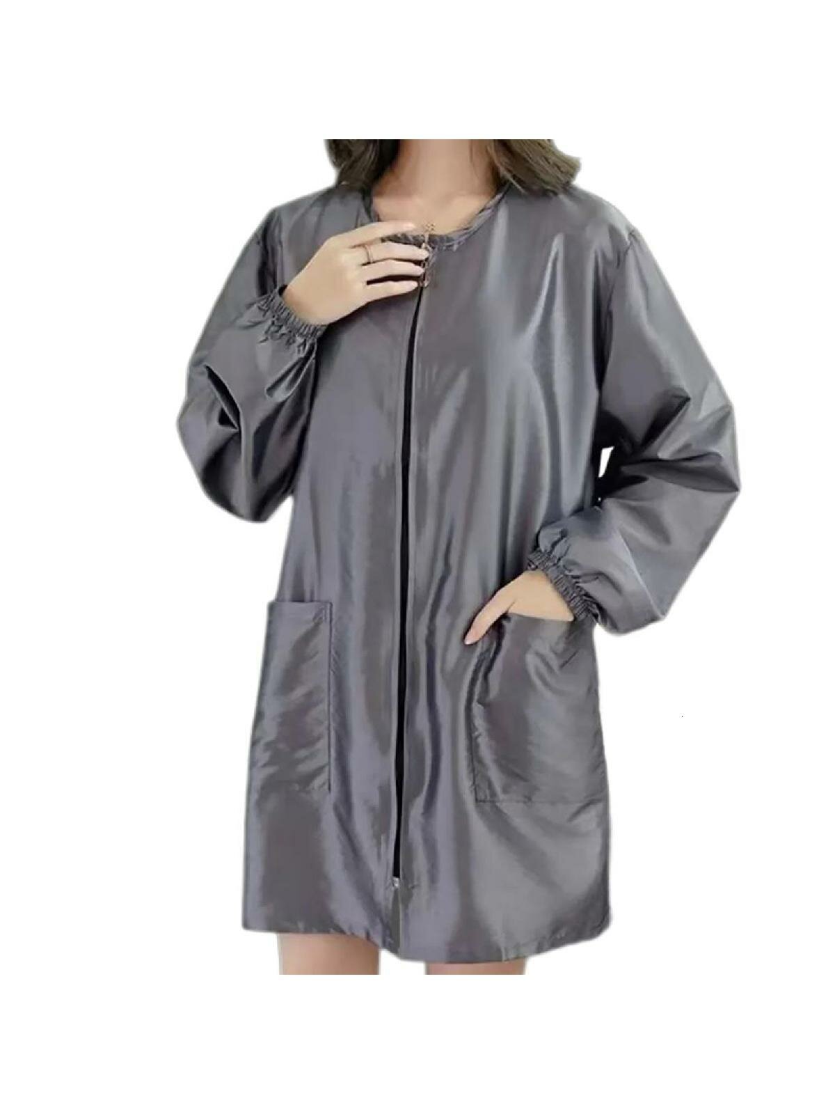 Полиэстеровый фартук для барберов, Серый - длинные рукава