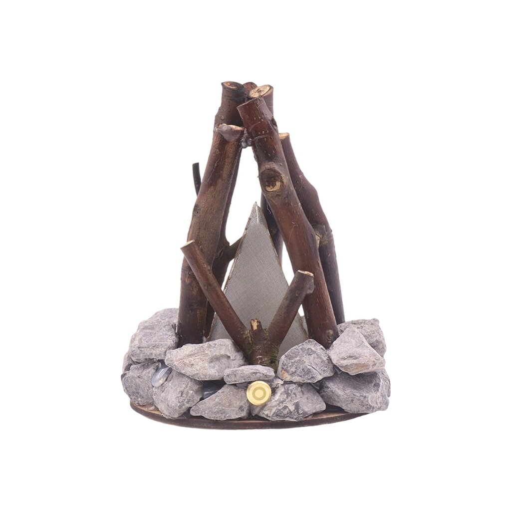 Имитация деревянного костра ручной работы, светодиодное мигающее дышащее пламя со звуковым эффектом-треугольная груда камней-цвет бревна