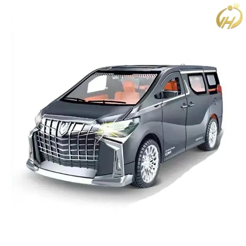 Модель автомобиля Toyota Alphard 1:24, литая из АБС, с инерционным механизмом и световыми эффектами