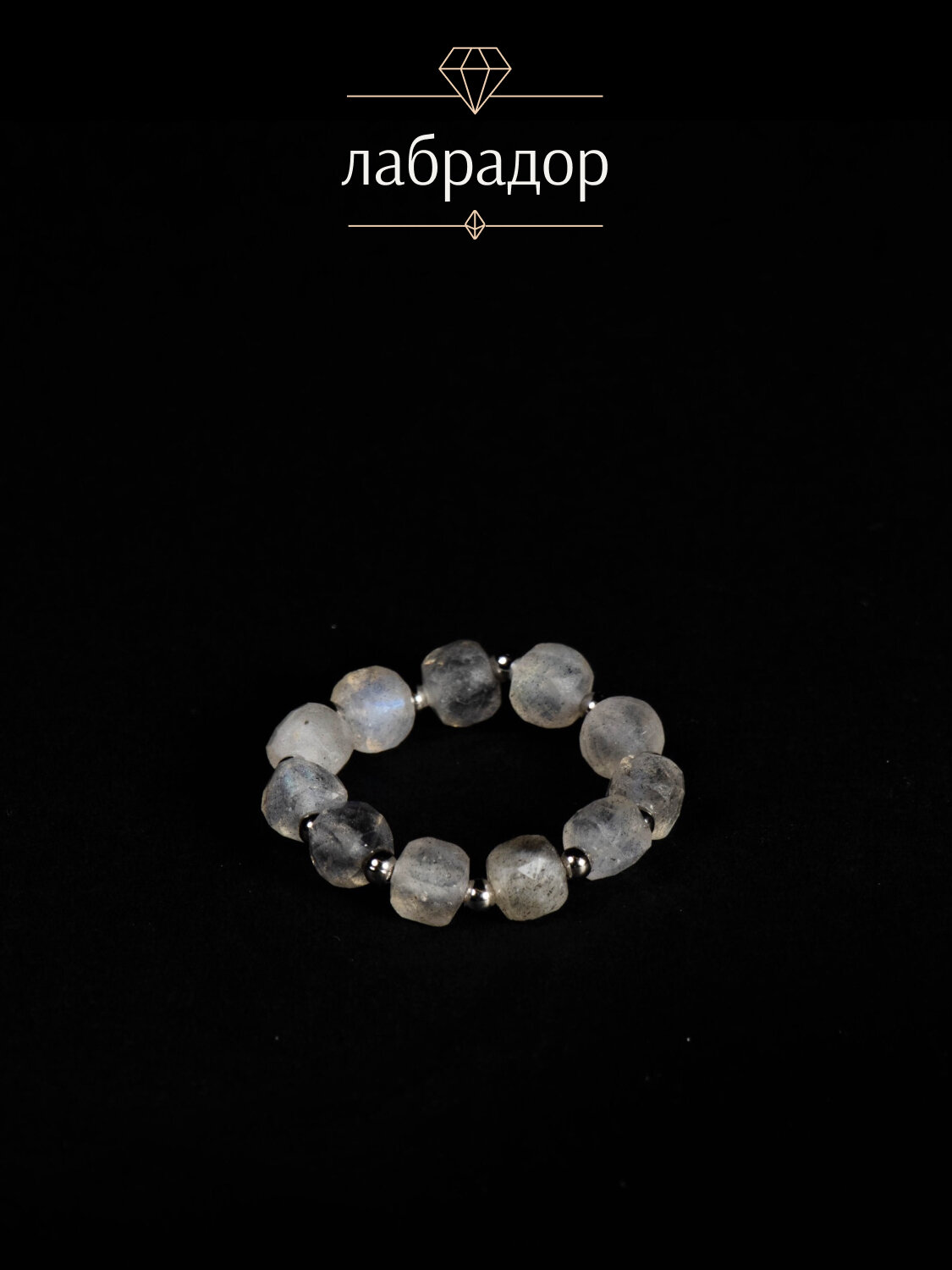 Кольцо плетеное, лабрадорит