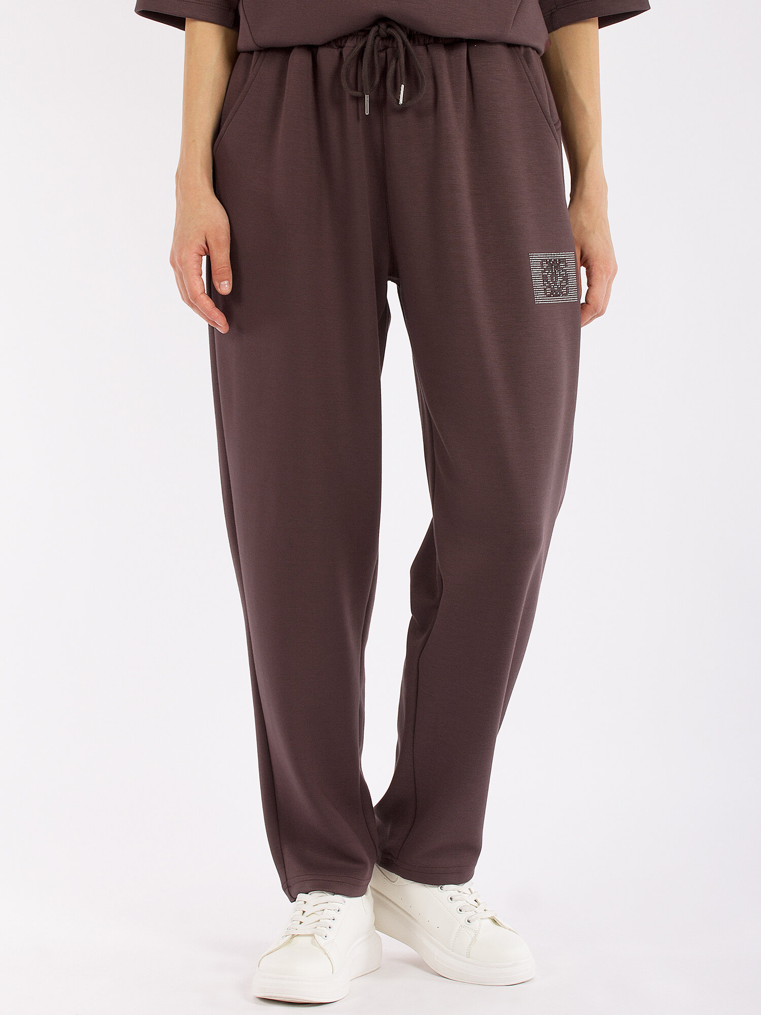 Брюки джоггеры свободного,прямого кроя со стразами