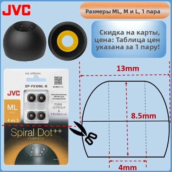 Амбушюры JVC Spiral Dot ++ EP-FX10 (1 пары ML)
