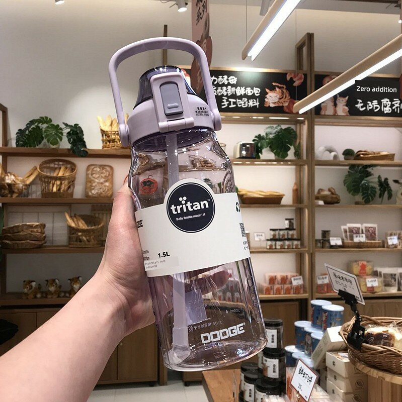 Пластиковая бутылка Tritan, фиолетовый цвет, 1,5 л, без крышки, компактная для повседневного использования, без BPA