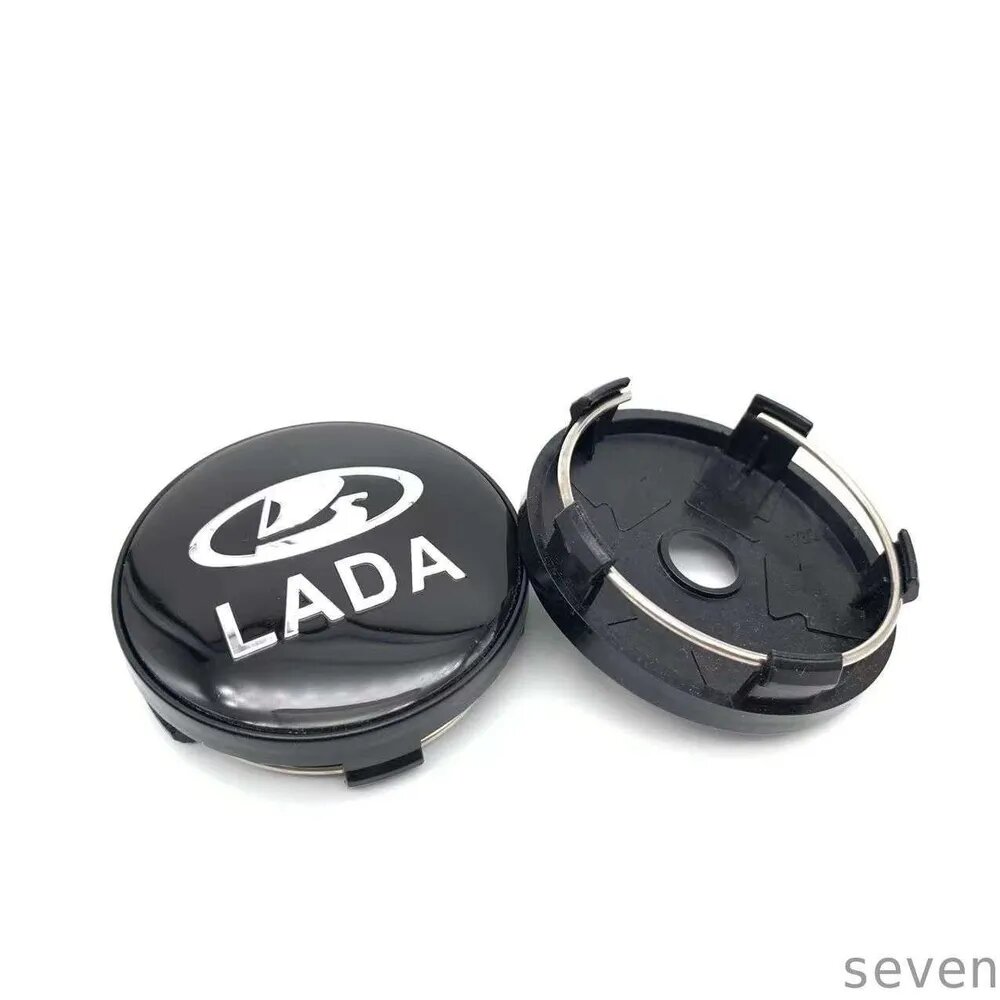 Колпачки заглушки на литые диски LADA, 60 мм, 4 шт, черные