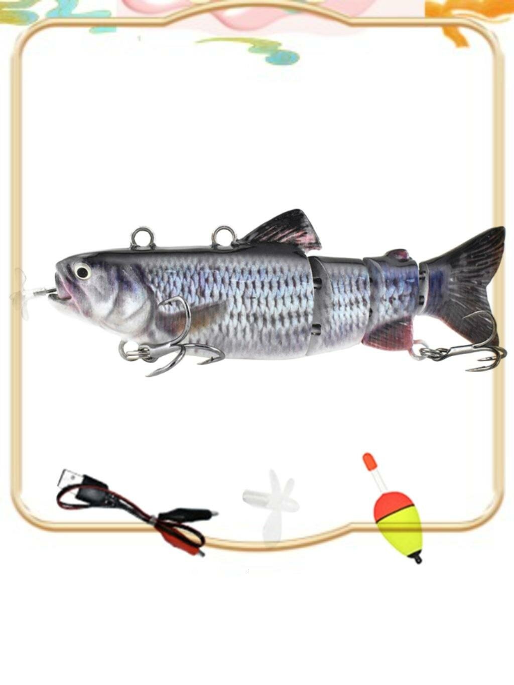 Сегментный свимбейт с LED-подсветкой, Серый 90 мм 20 г