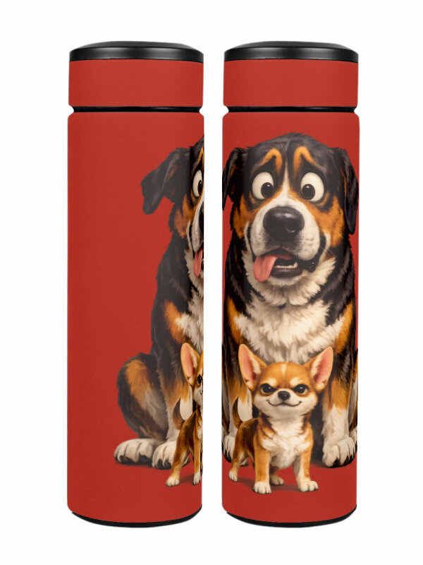 Термос «Большая собака и маленький щенок» (красный)