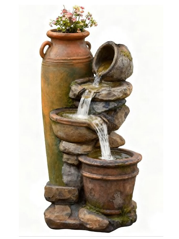 Фонтан Waterfall "Амфора", полистоун, с подсветкой, разноцветный