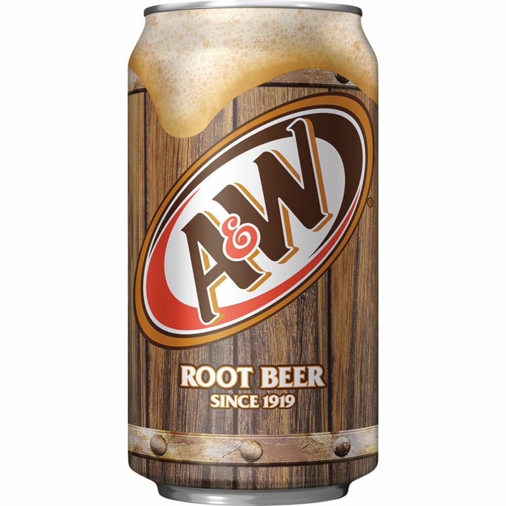 Безалкогольный напиток A&W Root Beer, среднегазированный, металлическая банка, 355мл