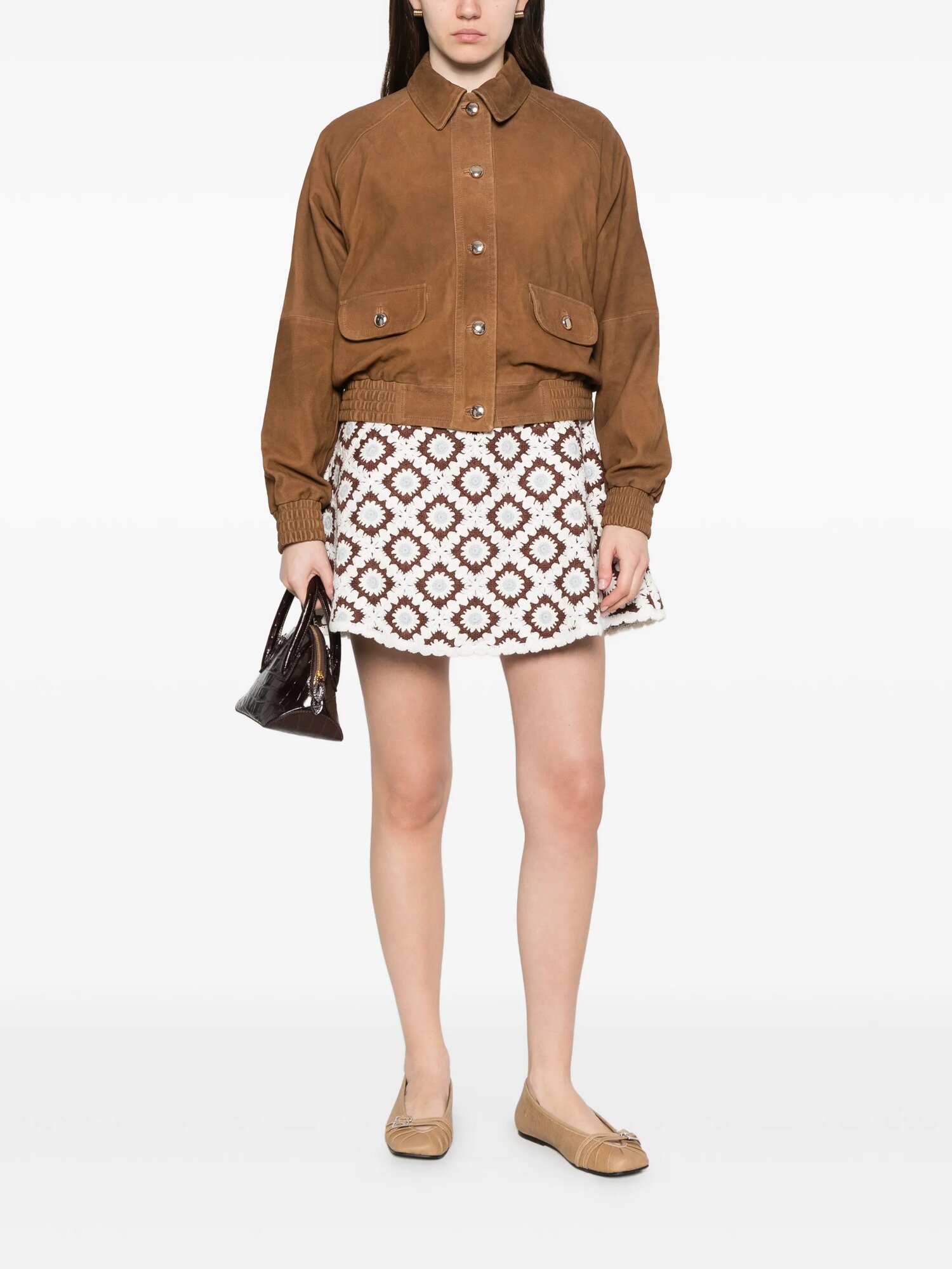 Куртка MAJE Button flap-pocket leather jacket, размер 40 — фото 1