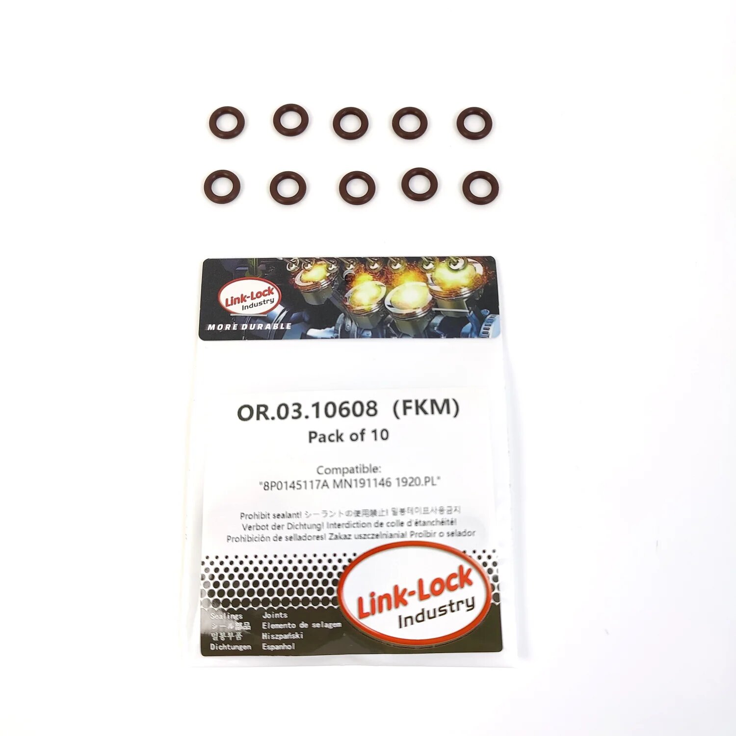 Комплект уплотнительных колец FKM Viton (10 шт.) для турбонагнетателя, артикулы: OR.03.10608, 8P0145117A, MN191146, 1920. PL, для Audi, VW, CITROËN