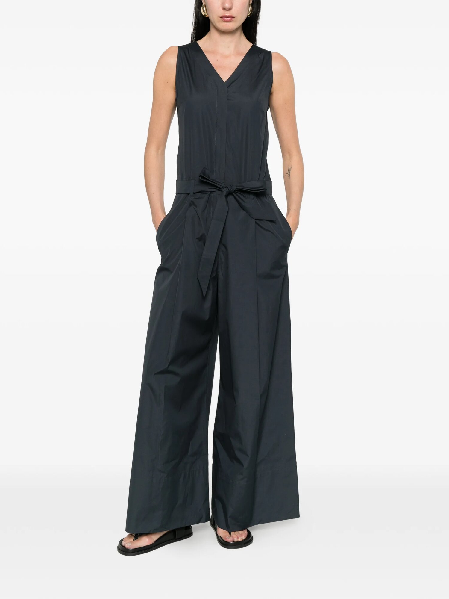 Комбинезон Max Mara V-neck belted jumpsuit, размер 44, синий — фото 1