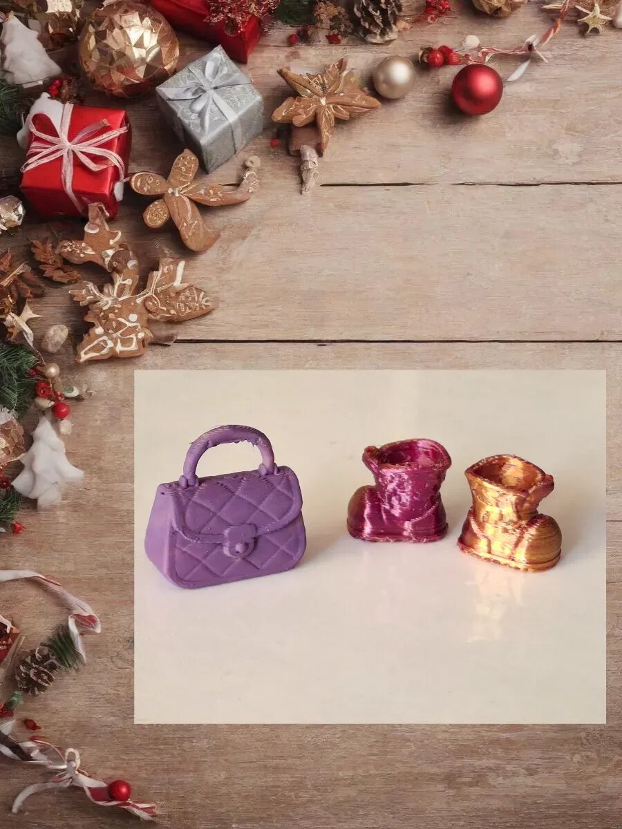 Набор миниатюр "Сумочка и башмаки", для ватной игрушки