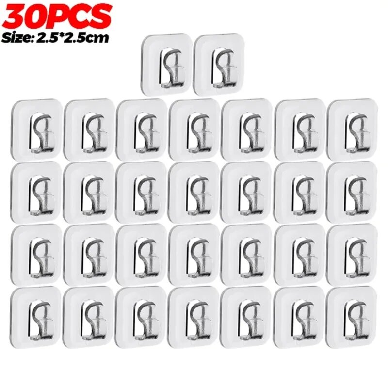 Прозрачные крючки для гирлянд из ПВХ 30pcs(with adhesive)