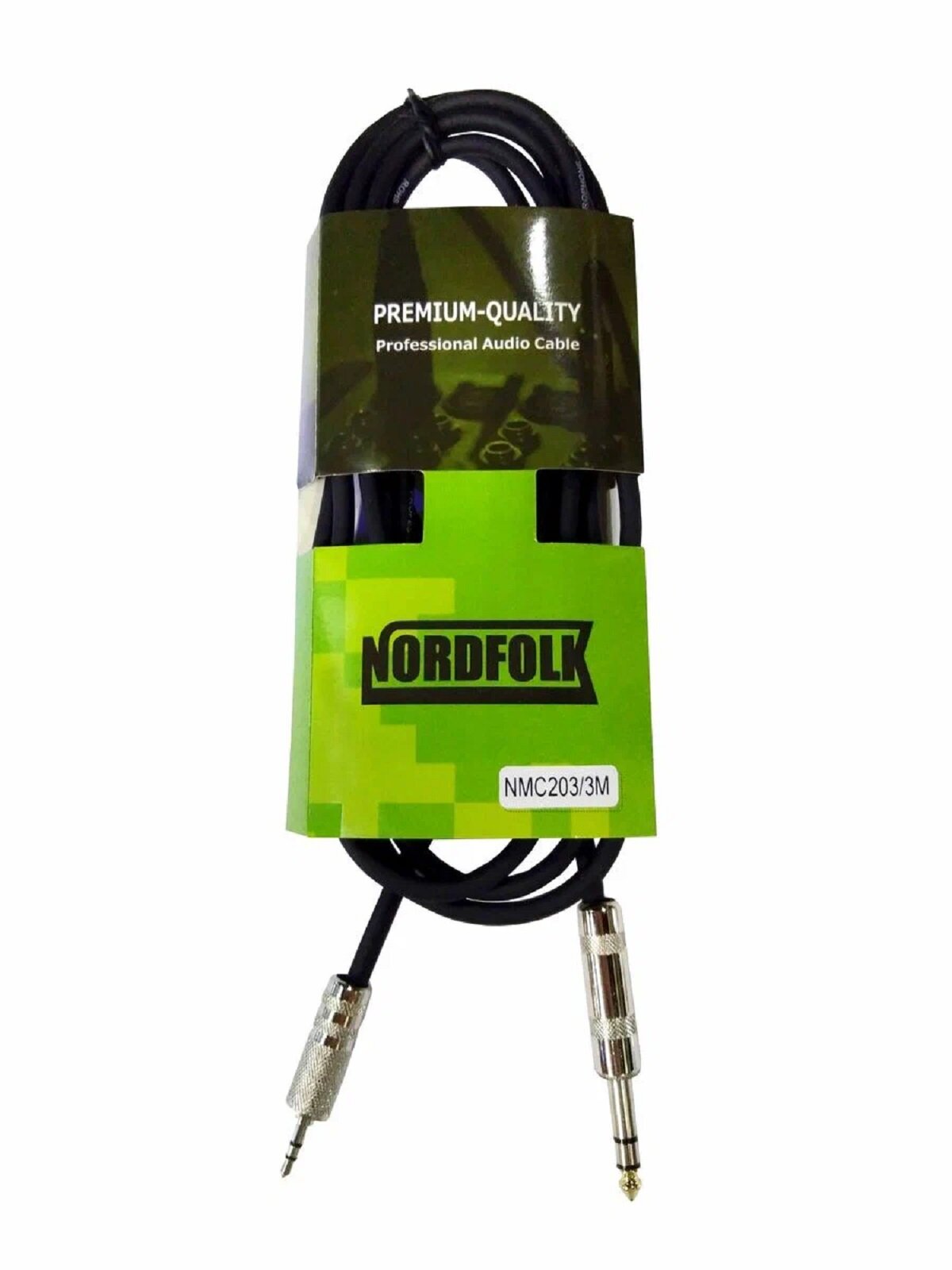 NordFolk NMC203/1M кабель 3,5 мм Minijack stereo - 6.3 мм jack stereo, металл разъёмы, 1м.