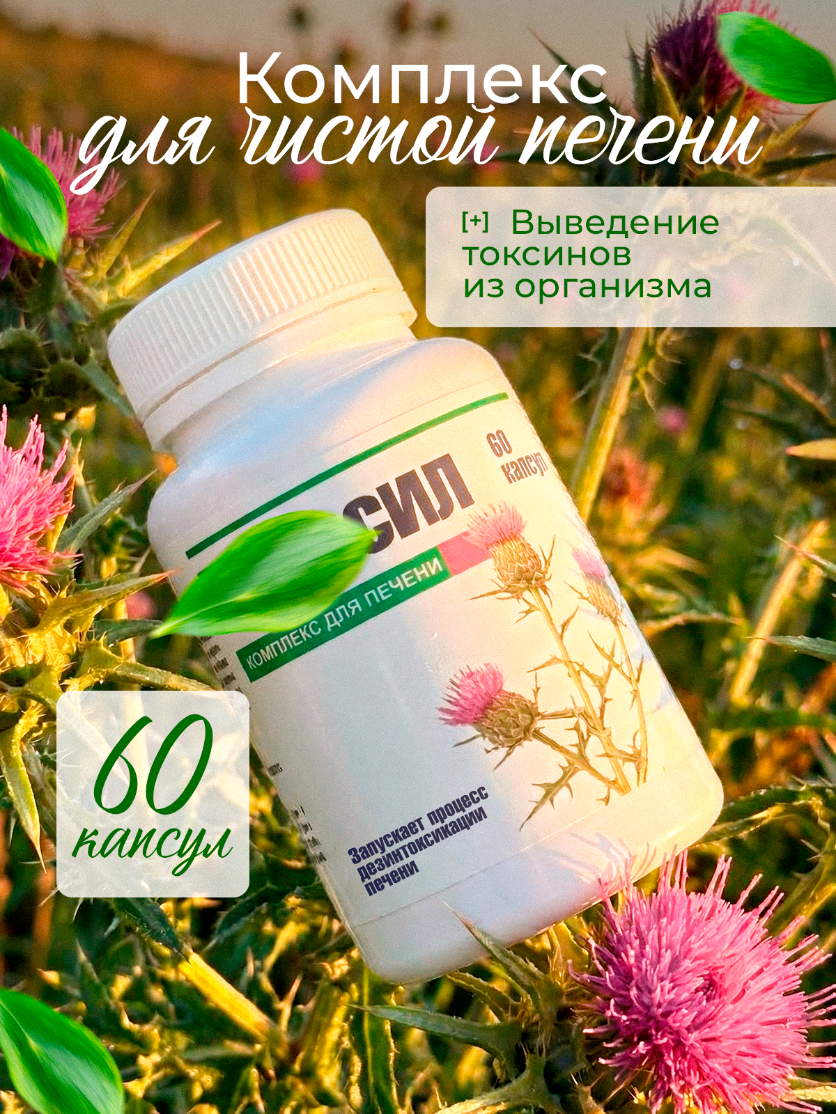 Гепарсил, комплекс для печени: мягкое очищение, восстановление и поддержка, банка 60 капсул