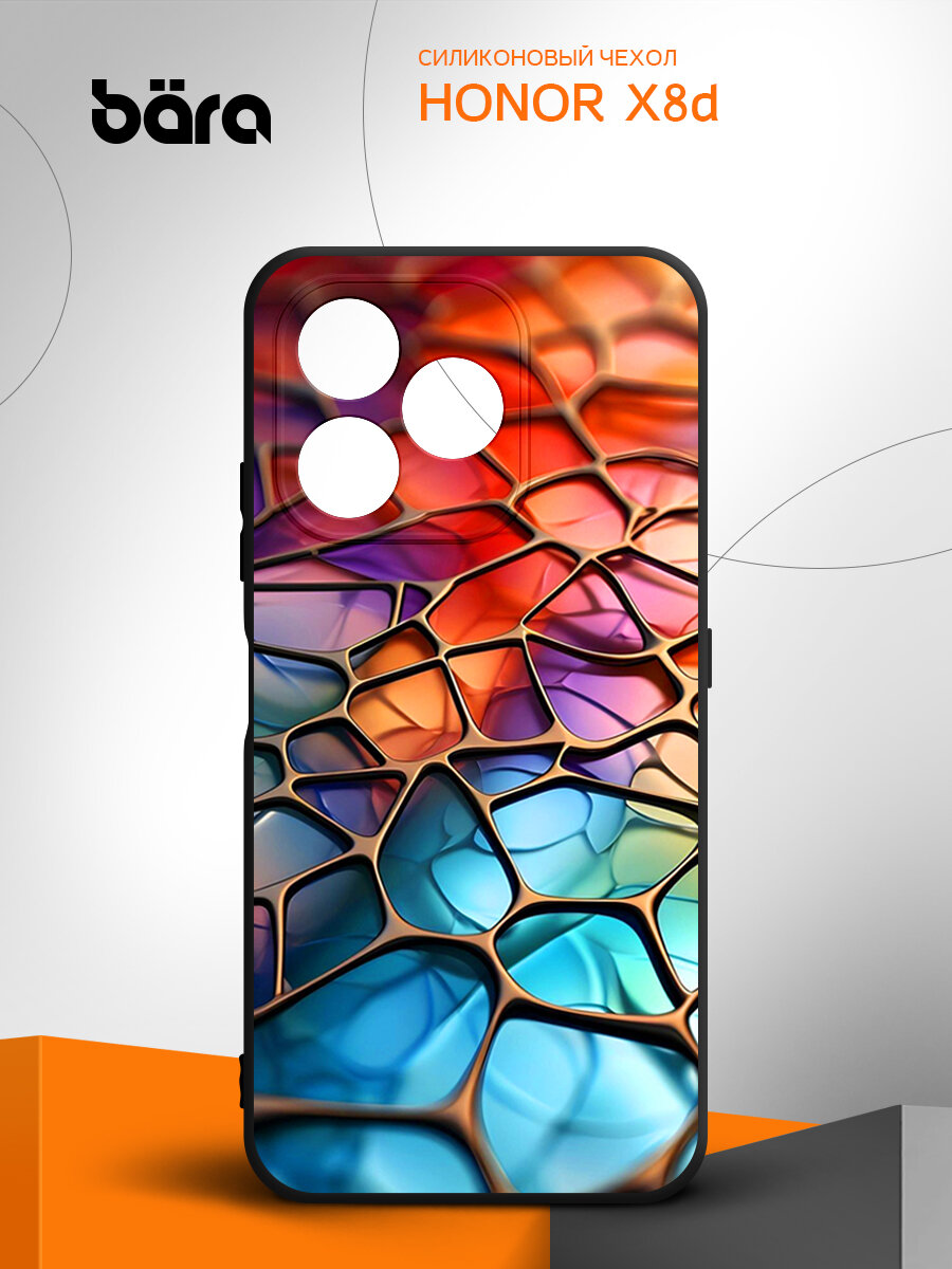 Чехол на Honor X8d/ Хонор Х8д накладка, защитный, силиконовый, черный, с принтом