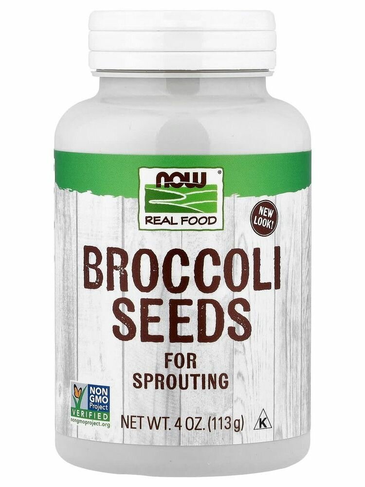 Добавка семена брокколи, 113 г (4 унции), NOW Foods