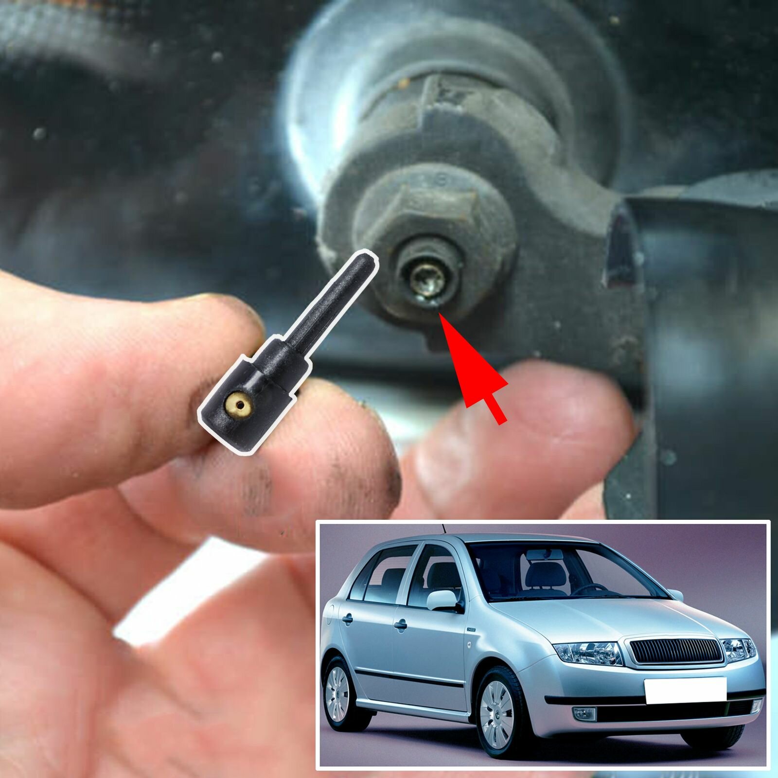 Форсунка омывателя заднего стекла для Skoda Fabia 6Y (2000–2008), Roomster/Praktik 5J (2006–2015), Yeti 5L (2010–2016)
