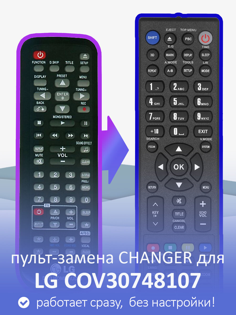 Пульт-замена для LG COV30748107