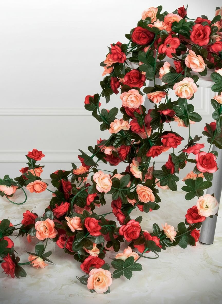 Лианы искусственные для декора с розами Clumba