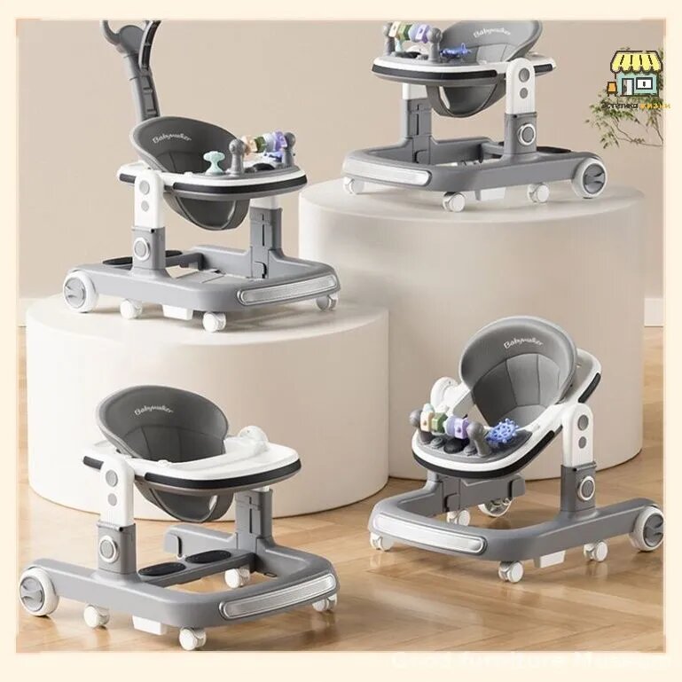 Детские ходунки Babywalker для детей, съемная игровая панель, музыка и свет, серый цвет