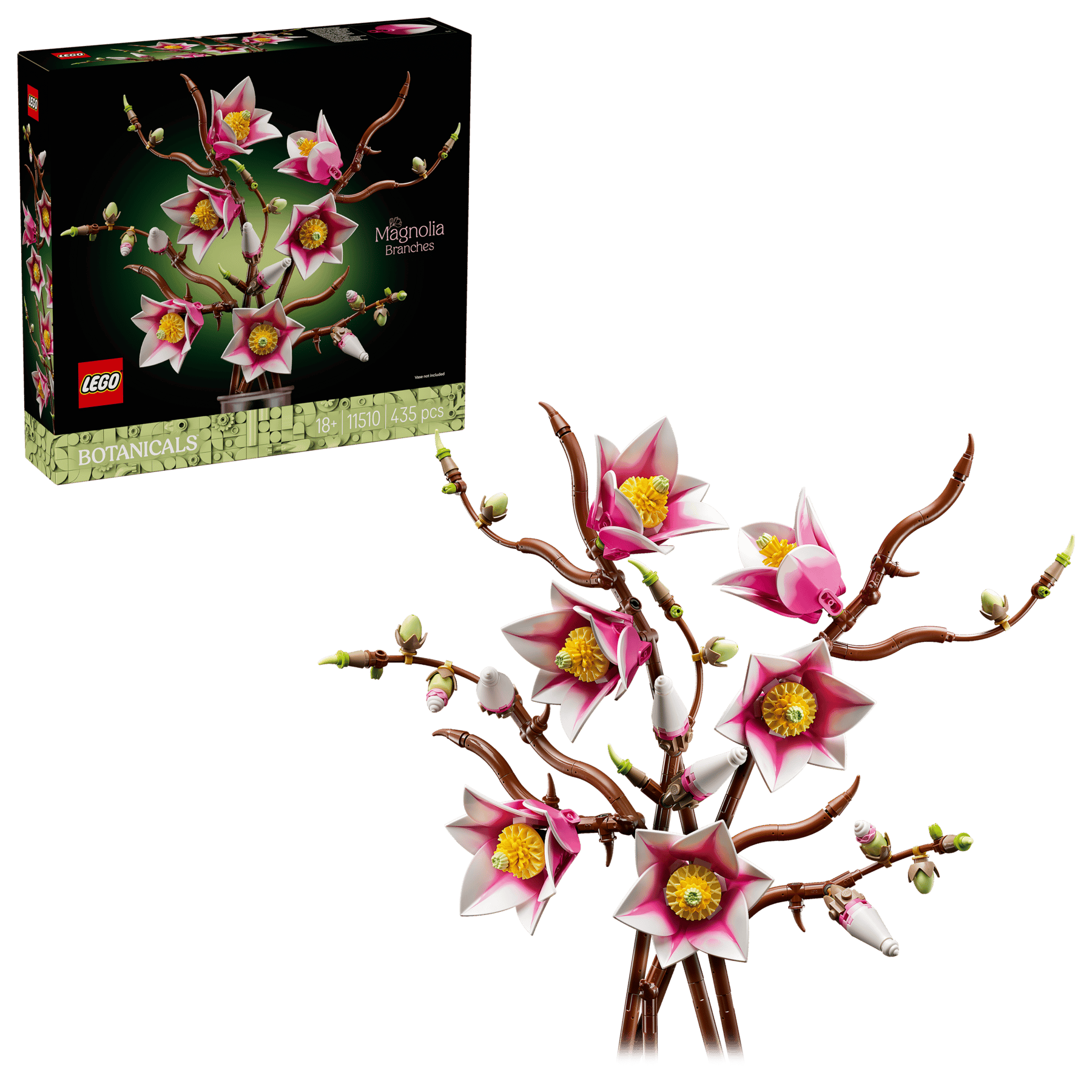 Конструктор LEGO Botanicals 11510 Ветви магнолии, розовый, 435 дет.