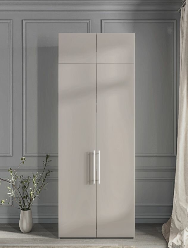 Casa Mia 70x50x260 см. Шкаф для одежды распашной с антресолью, 2-дверный, кашемир, ручка рейлинг 320 мм