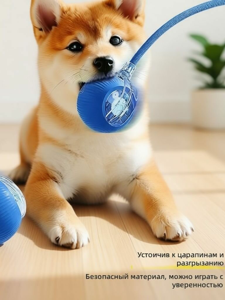 Автоматический мяч для собак с веревкой и игрушкой-слоном, синий
