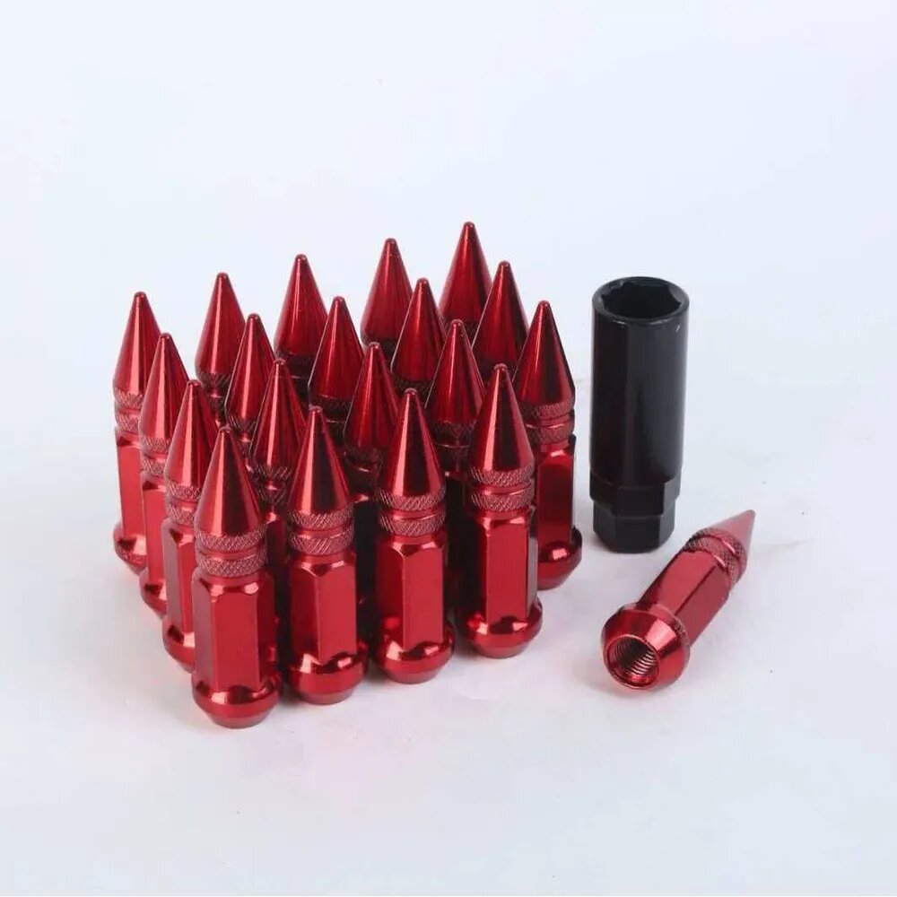 JuTongGuoJi Гайка автомобильная М12 х 1,5, 28 мм, 20 шт. Красный цвет, для колес, сталь