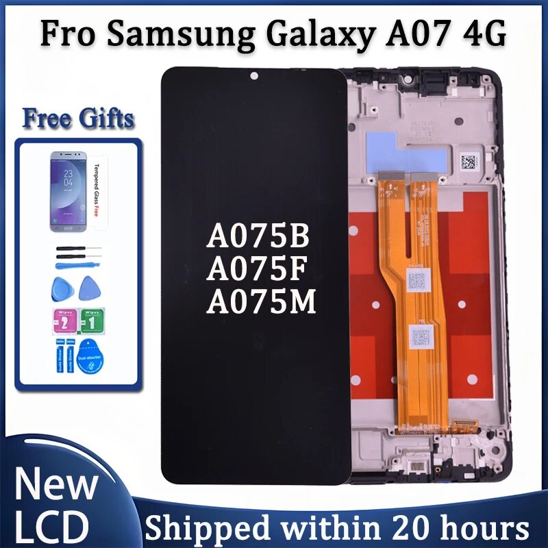 6,7-дюймовый новый ЖК-дисплей 90 Гц для Samsung A07 4G, дигитайзер сенсорного Black With Frame